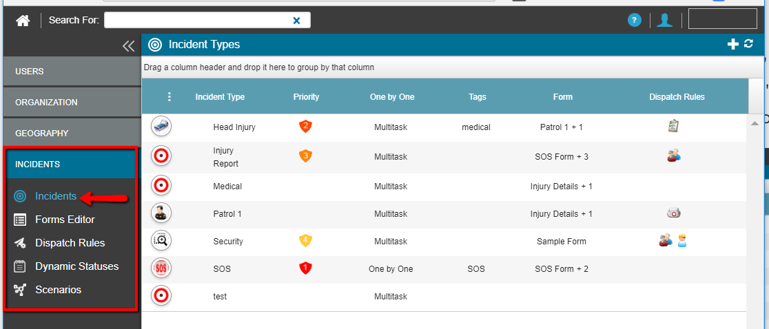 Managing Incident Types