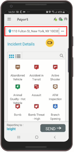 Reporting a New Incident in the Mobile App